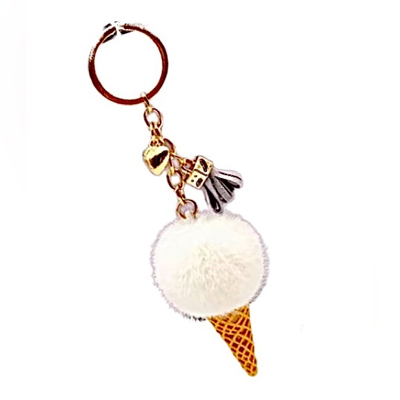 Accessories | Nwt Ice Cream Cone Puff Key Chain With Tassel And Charms ...
